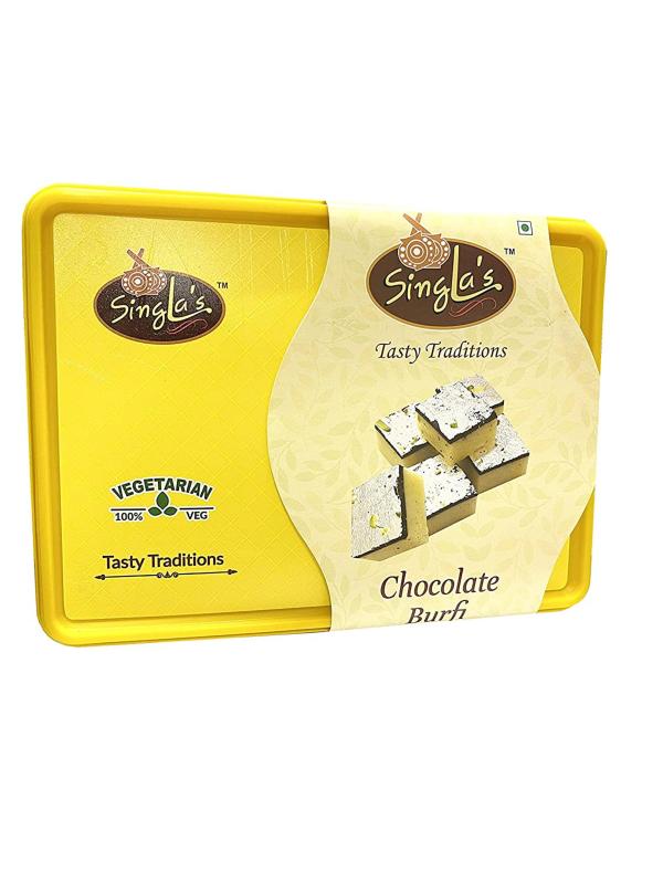 Singla Sweets Chcocolate Burfi 400G Delicious Sweets Yellow Box - JioMart