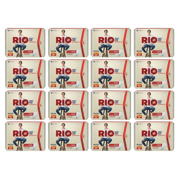 RIO Heavy Flow XXL Sanitary Pads 192 Pieces (Pack of 16) with 350mm ...