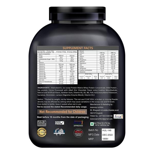 ISOSCOOP NUTRITION Hulk Mass Chocolate Energy Management 1 kg - JioMart