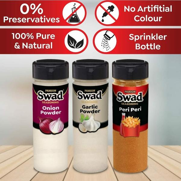 Panjon Swad Onion Powder, Garlic Powder & Peri Peri Seasoning (3 x100 ...