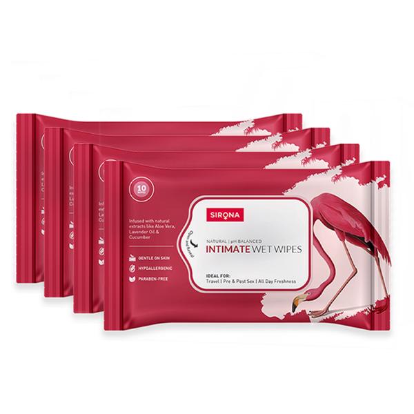 Sirona Intimate Wet Wipes, Pack of 4 - 10 Wipes Each - JioMart