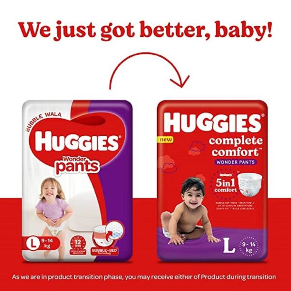 Huggies Complete Comfort Wonder Pants,Large (L) Size Baby Diaper Pants ...