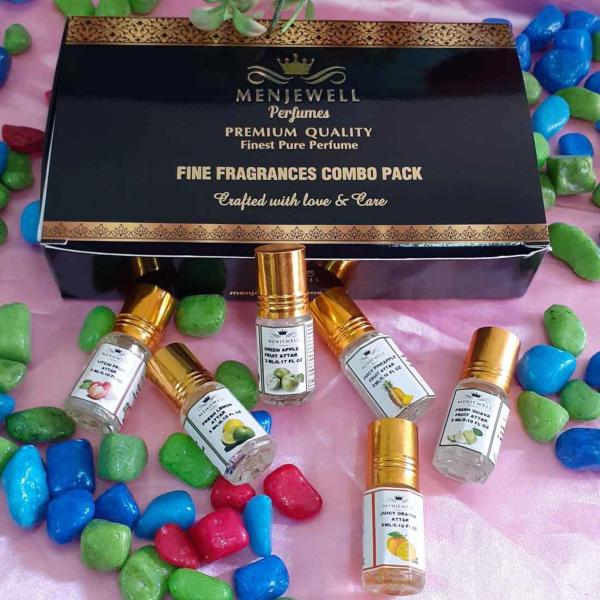 Menjewell Set Of 6 Fruity Attar Gift Pack (6 x 3 ml) Long Lastings ...