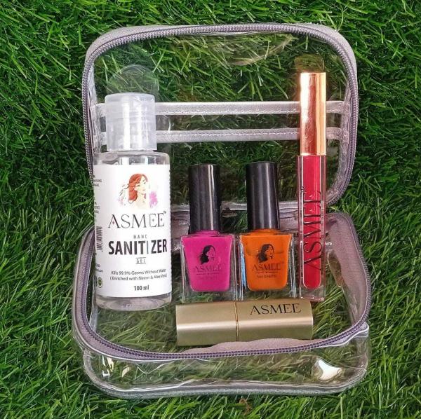 Asmee Liquid lipstick - Ruby red, Premium nail polish - Lotus Pink, Classic nail polish- Magic ...