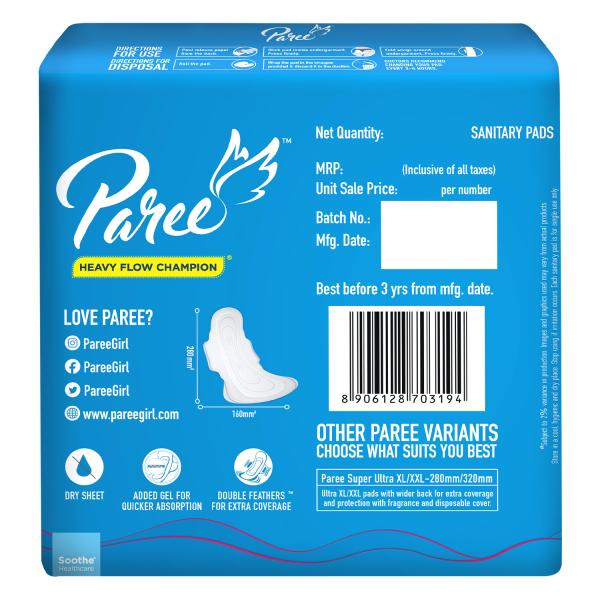 Paree Dry Feel XL Sanitary Pads for Women with Leakage Protection and ...