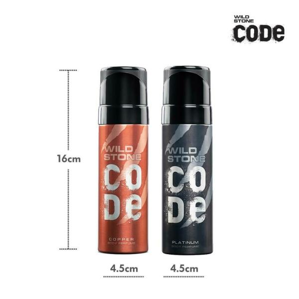 Wild Stone CODE Copper and Platinum No Gas Long Lasting Body Perfume for Men 120ml (Pack of 2 ...