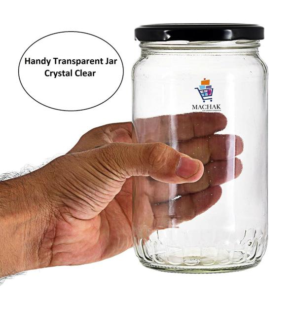 Machak Clear Glass Big Round Glass Jar Container, 1000 Ml (Set Of 12 ...
