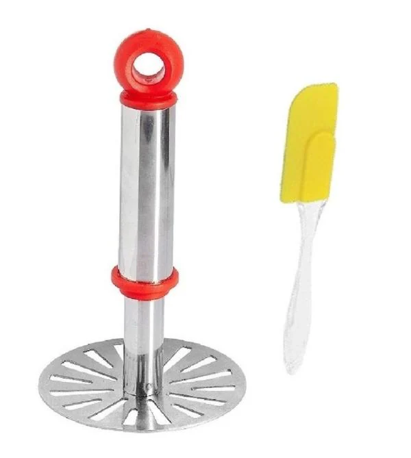 Stainless Steel Potato Potato Masher With Silicon Basting Mini Spatula ...