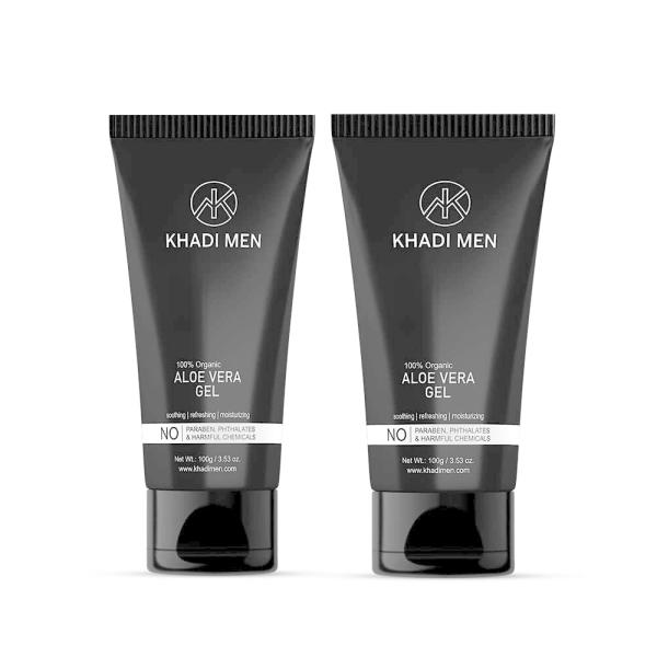 Khadi Men Aloe Vera Gel For Healthy And Soft Skin (Pack of 2) - 200 gm ...