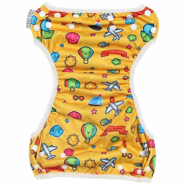 Polka Tots Reusable Swim Diaper for Infants -Travel Design Yellow - JioMart