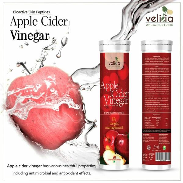 Velicia Apple Cider Vinegar 20 Effervescent Tablets for Detox and ...