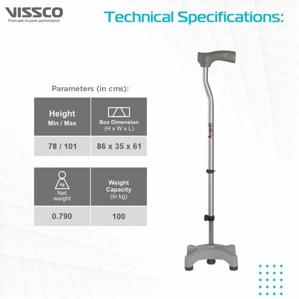 Vissco Avanti L Shape Quadripod Walking Stick | for Elderly & Those ...