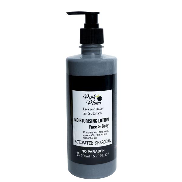 Pink Plums 1000 ML Body LotionPremium + Activated Charcoal Deep Nourish Silky Smooth Face & Body ...
