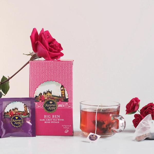 Karma Kettle Big Ben - Earl Grey Tea With Rose Petals - 25 Pyramid ...