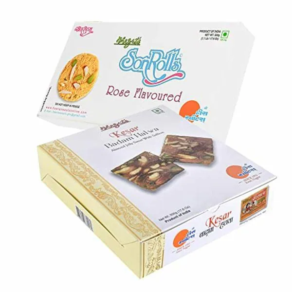 Bhagats Heera Sweets Kesar Badam Halwa and Son Roll with Almonds and ...