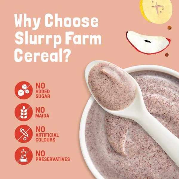Slurrp Farm Ragi & Apple Cereal with No Sugar | Real Apple & Banana ...