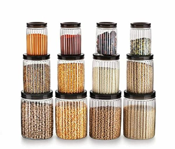 Korbox Air Tight Transparent And Brown Plastic Storage Jars 400 ml ...