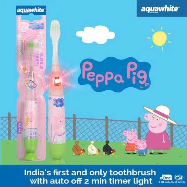 Aquawhite Plastic Combo Of Peppa Pig Flash Soft Toothbrush For Kids ...