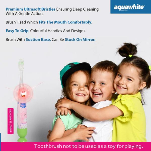 Aquawhite Plastic Combo Of Peppa Pig Flash Soft Toothbrush For Kids ...