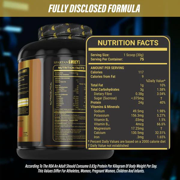 Spartan Nutrition 100% Whey Protein Gold Series Sports Supplements - 5 LBS, Double Chocolate ...