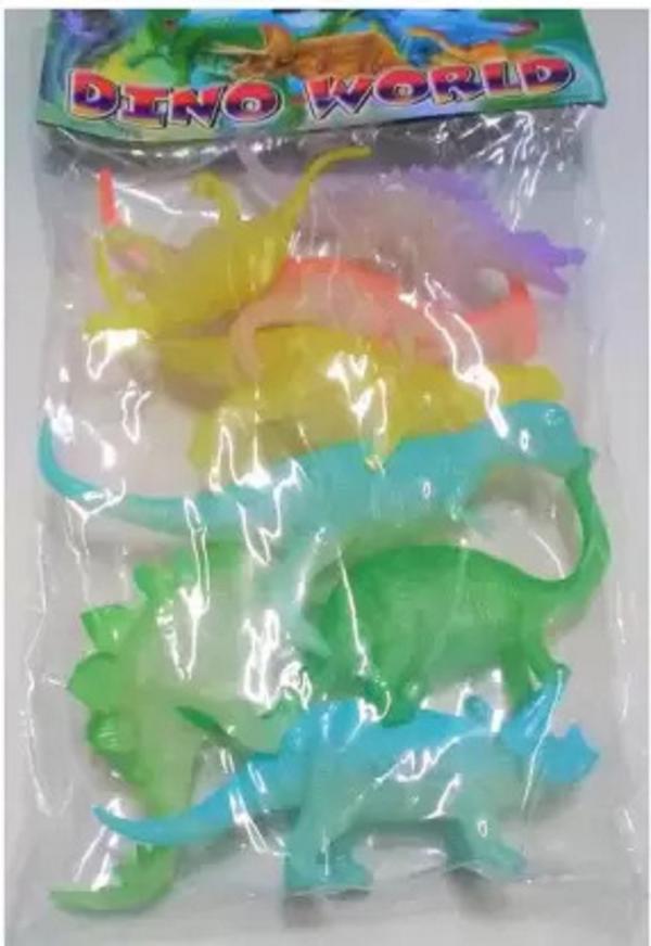 JGG JAIN GIFT GALLERY Set of 8 Dinosaur World Radium Animals Plastic ...
