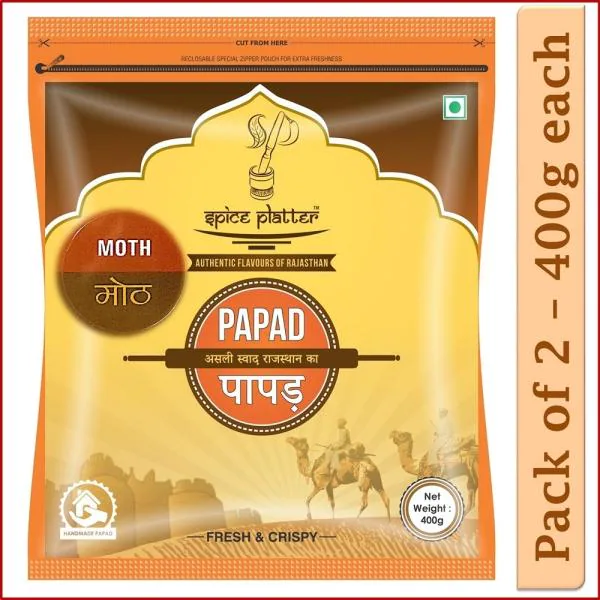 Spice Platter Moth Papad (Handmade Sajji Marwari Papad)7 Inch, 800g ...
