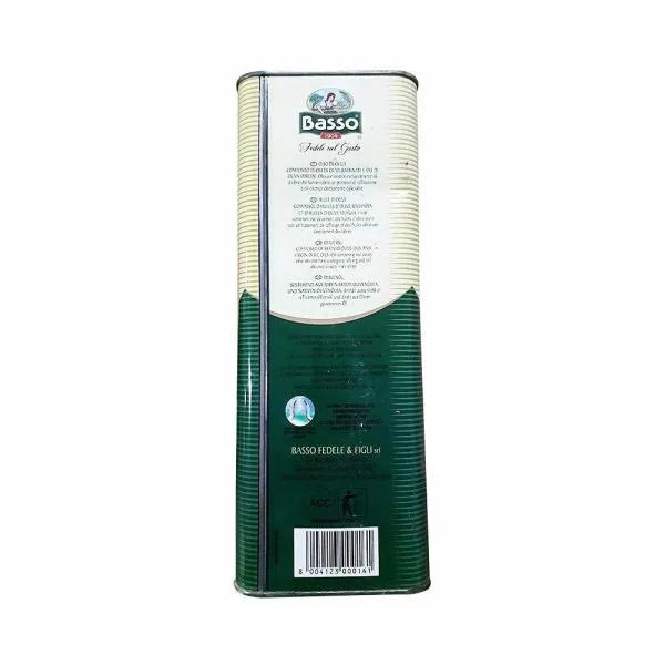 Basso Olive Oil Extra Virgin 5 L Tin| Packed in Italy| 100% Extra ...