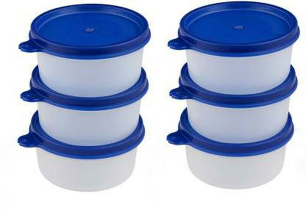 2Mech Round Blue Plastic Food Storage Container Set 250 ml (Pack of 6 ...