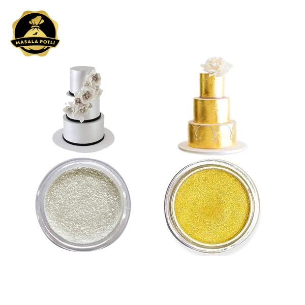 Edible Dust Combo For Cake, Cupcake Painting Fine Shimmer Dust Golden ...