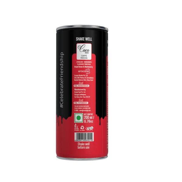 COCO HIGH Caffe Mocha Drink, 200 Ml x 4 Cans, High Protein, Excellent ...