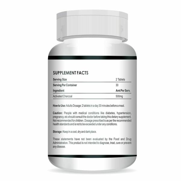 Velicia Activated Charcoal 500 mg, 60 Tablets - JioMart