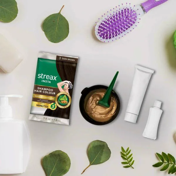 Streax Dark Brown Shampoo Hair Colour For Men And Women, 15 Ml (Pack Of ...