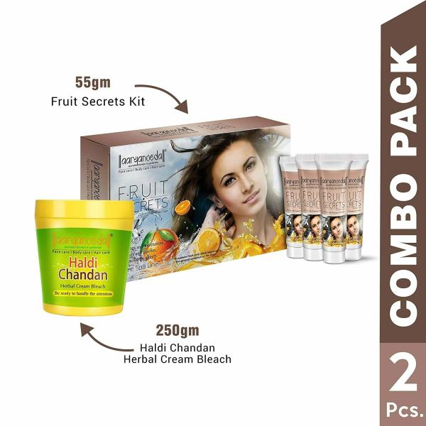 Aryanveda Herbals Haldi Chandan Bleach Cream 250gm & Fruit Secrets Spa Facial Kit, 55gm - JioMart