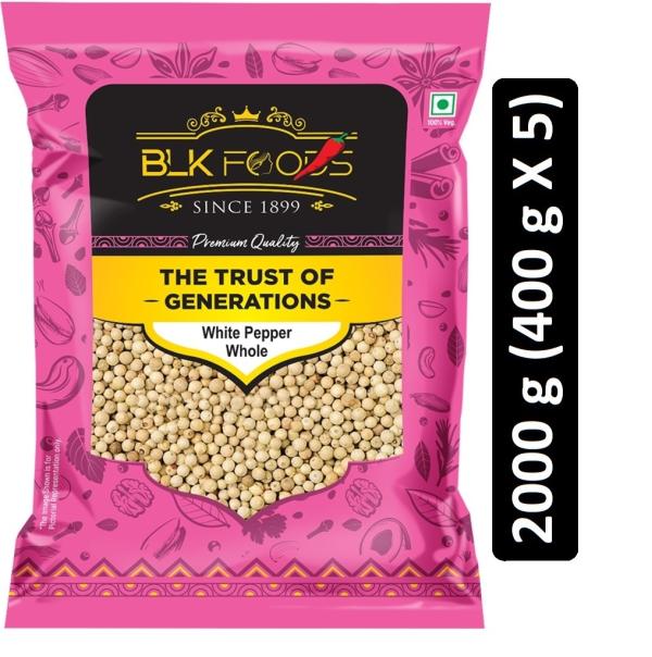 BLK Foods Daily White Pepper Whole (safed Mirch Sabut) 2000g (5 X 400g ...