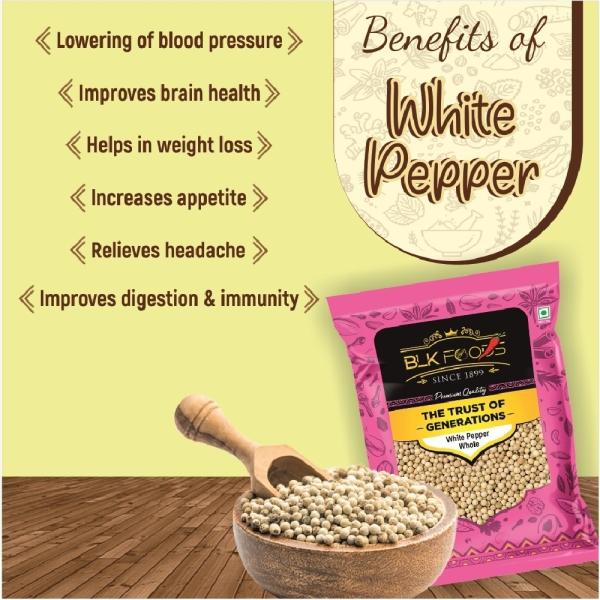 BLK Foods Daily White Pepper Whole (safed Mirch Sabut) 2000g (5 X 400g ...