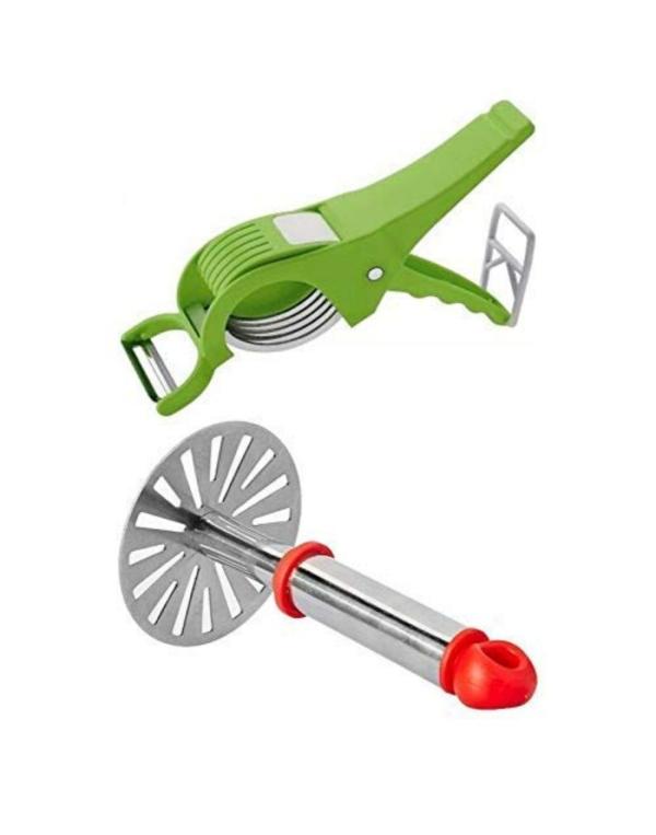 Wofier Masher With Plastic Vegetable Bhindi Mirchi Cutter - JioMart