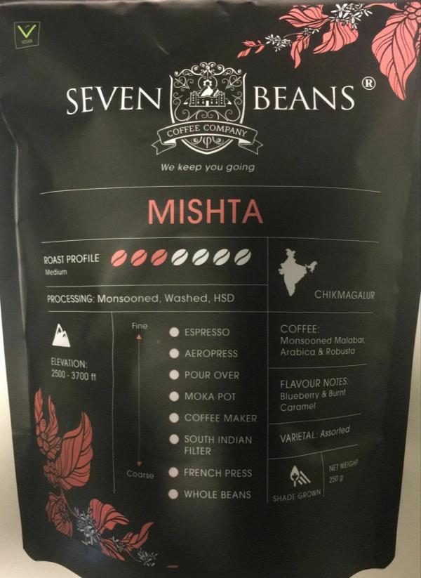 Seven Beans Coffee Company "Mishta"|Monsoon Malabar Blend| Gourmet ...