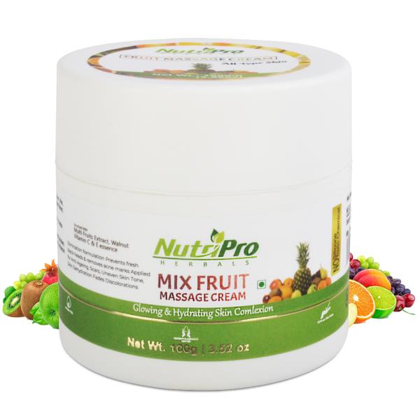 NutriPro Mix Fruit Massage Cream For All Skin Type, 100 gm| With Vitamin-E Almond Oil & Apple ...