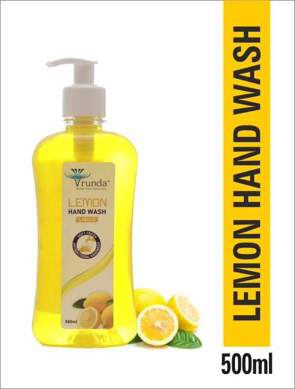 Vrunda Lemon Handwash / 500ml / Softfresh / Antibacterial / Removes 99. ...