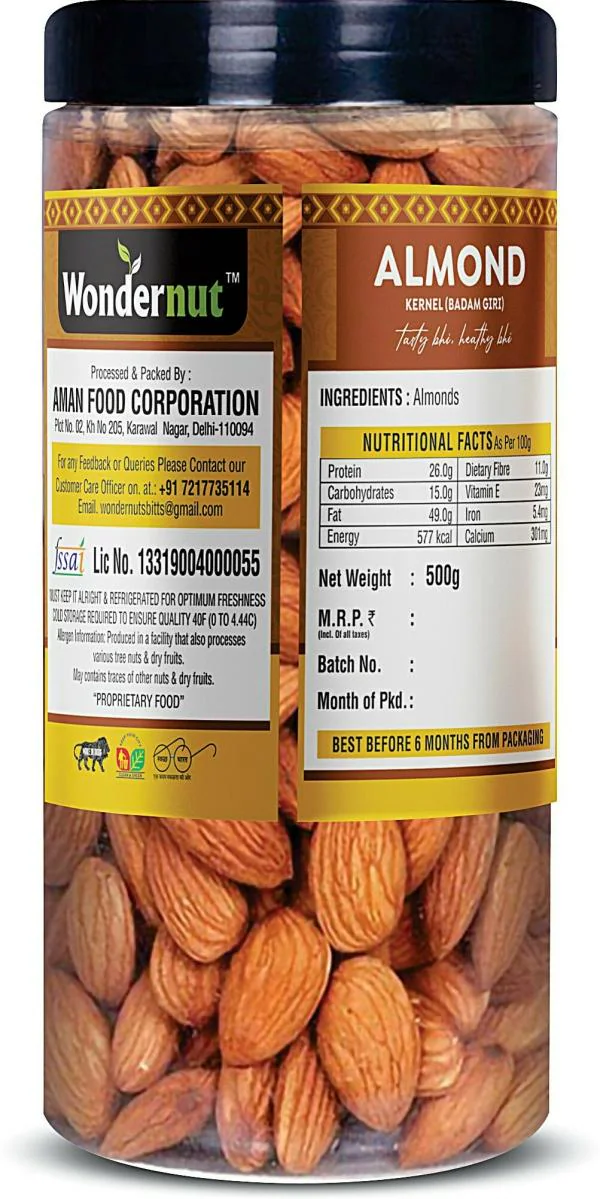 Wondernut California Almond Badam 250 g (Pack Of 4) - JioMart