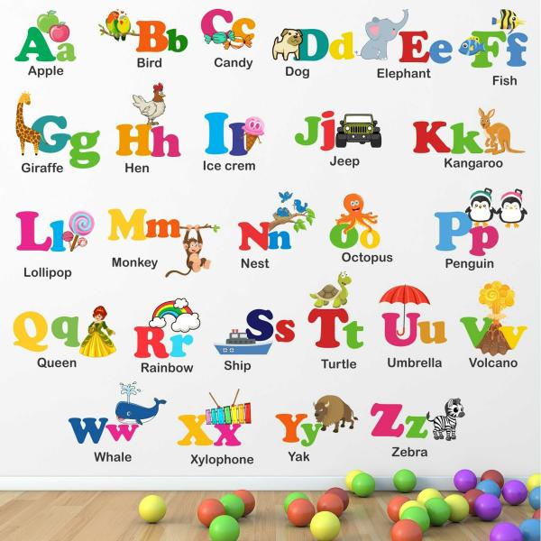 StickMe Multicolor Vinyl Alphabets Baby Kids Learning Education Nursery ...