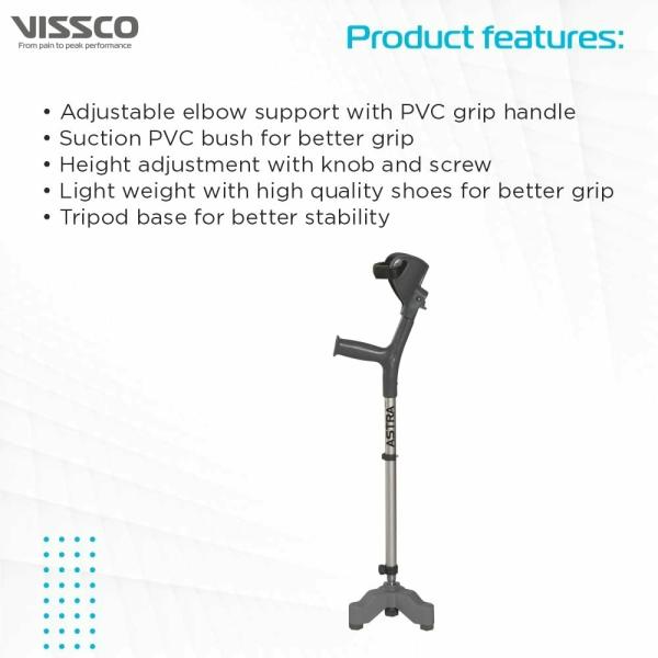 Vissco Astra Max Elbow Crutch Tripod Base for Physically Challenged Person, ) (Grey) - JioMart