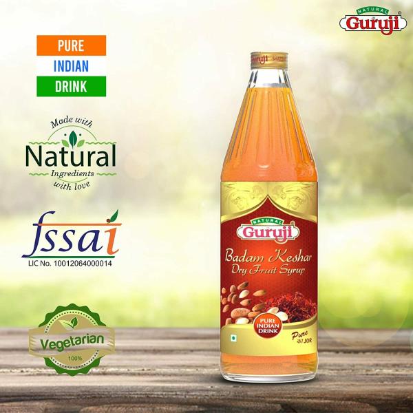 Jai Guruji Badam Kesar Dry Fruit Syrup Sharbat, Instant Refreshing ...