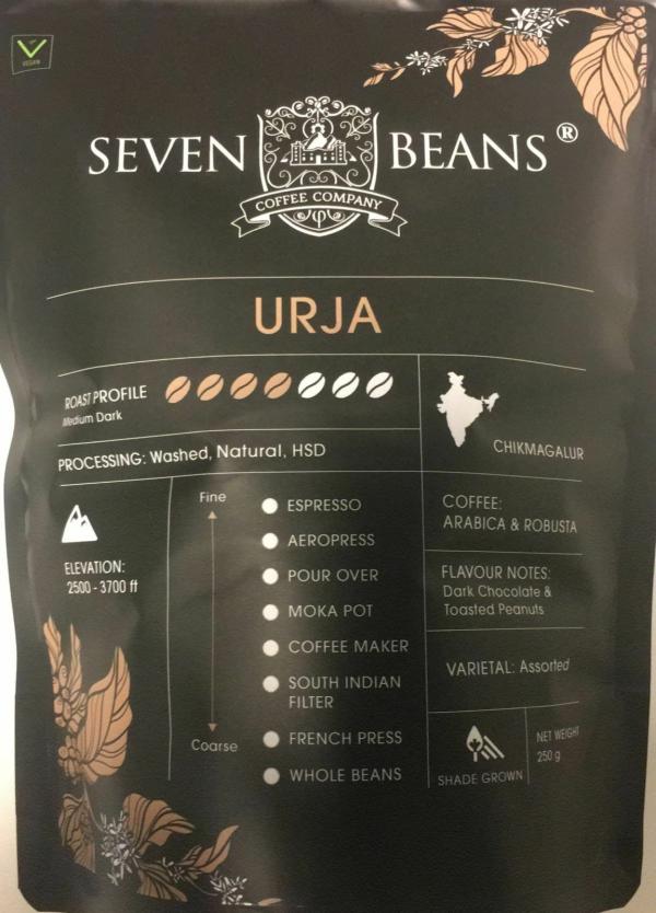 Seven Beans Coffee Company "Urja"|Medium Dark Roast|Gourmet Coffee ...