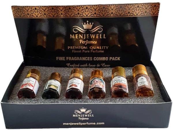 Menjewell Set Of 6 Spicy Attar Gift Pack (6 x 3 ml) Long Lastings Attar ...