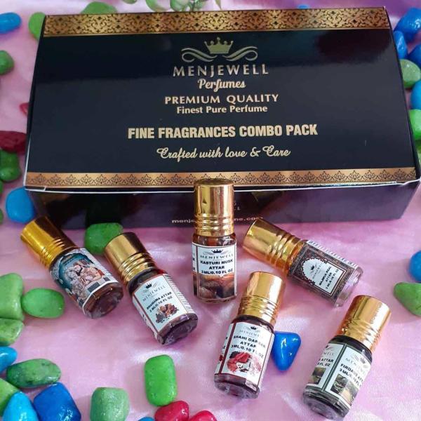 Menjewell Set Of 6 Spicy Attar Gift Pack (6 x 3 ml) Long Lastings Attar ...