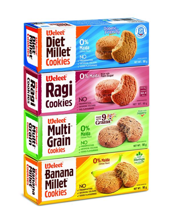 Weleet Assorted Cookies Pack of 4 x 90g (Grain, Millet, Ragi & Banana ...