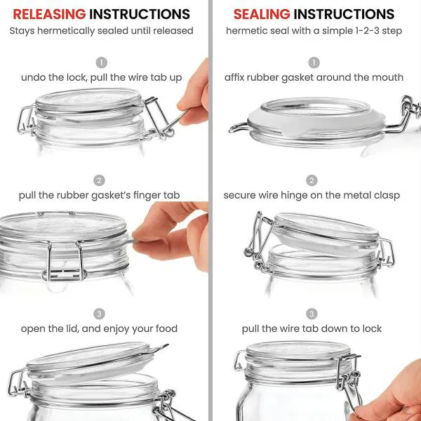 Cracker Transparent Glass Food Storage Jar Container With Airtight ...