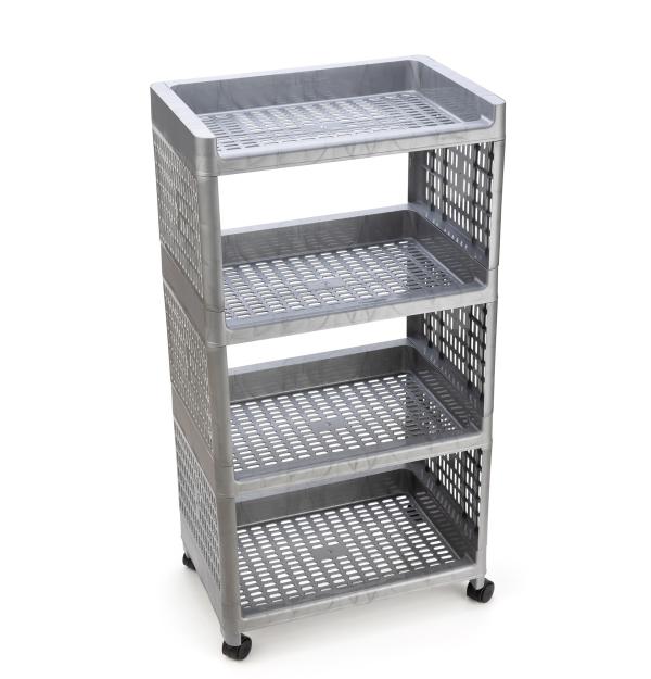 Biltoxi Plastic Multipurpose Storage Organizer Shelves Movable Trolley ...