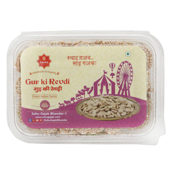 SAHU GAJAK BHANDAR Gur ki Rewari 1500g (Pack of 2 Each 750g) Revdi ...